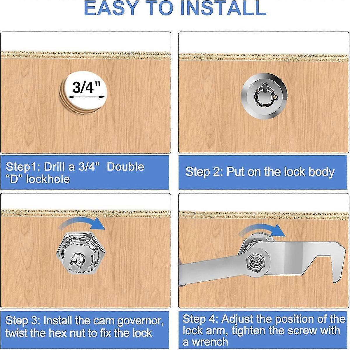Tool Box Lock with Key,5/8In Cabinet Cam Lock Keyed Alike,ToolBox Lock ...