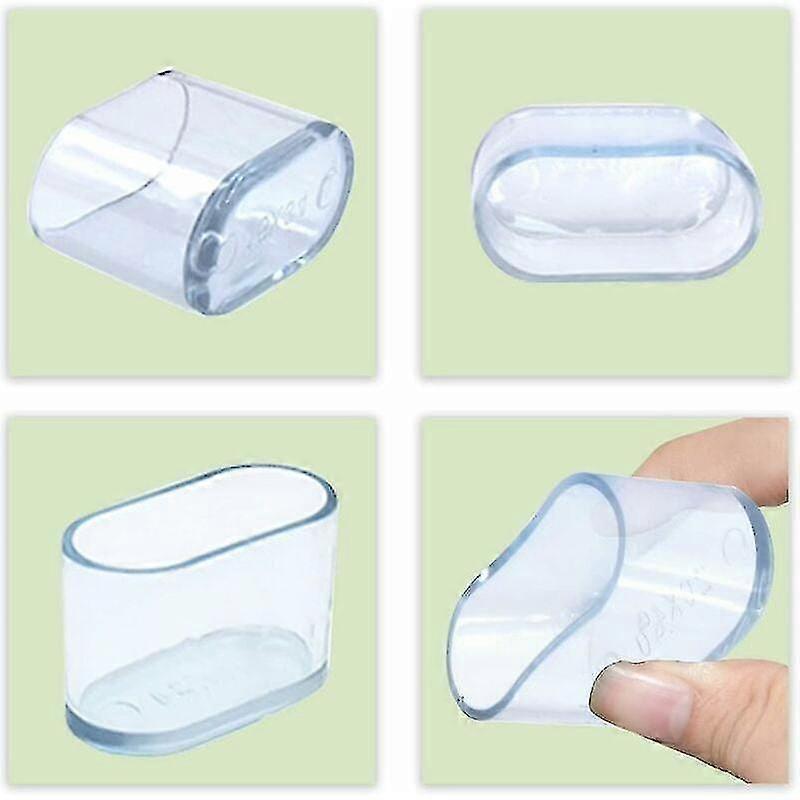 15 X 30 Mm (1.5 X 3.0 Cm) 20 Pack Clear Oval Chair Leg Caps Soft Pvc ...