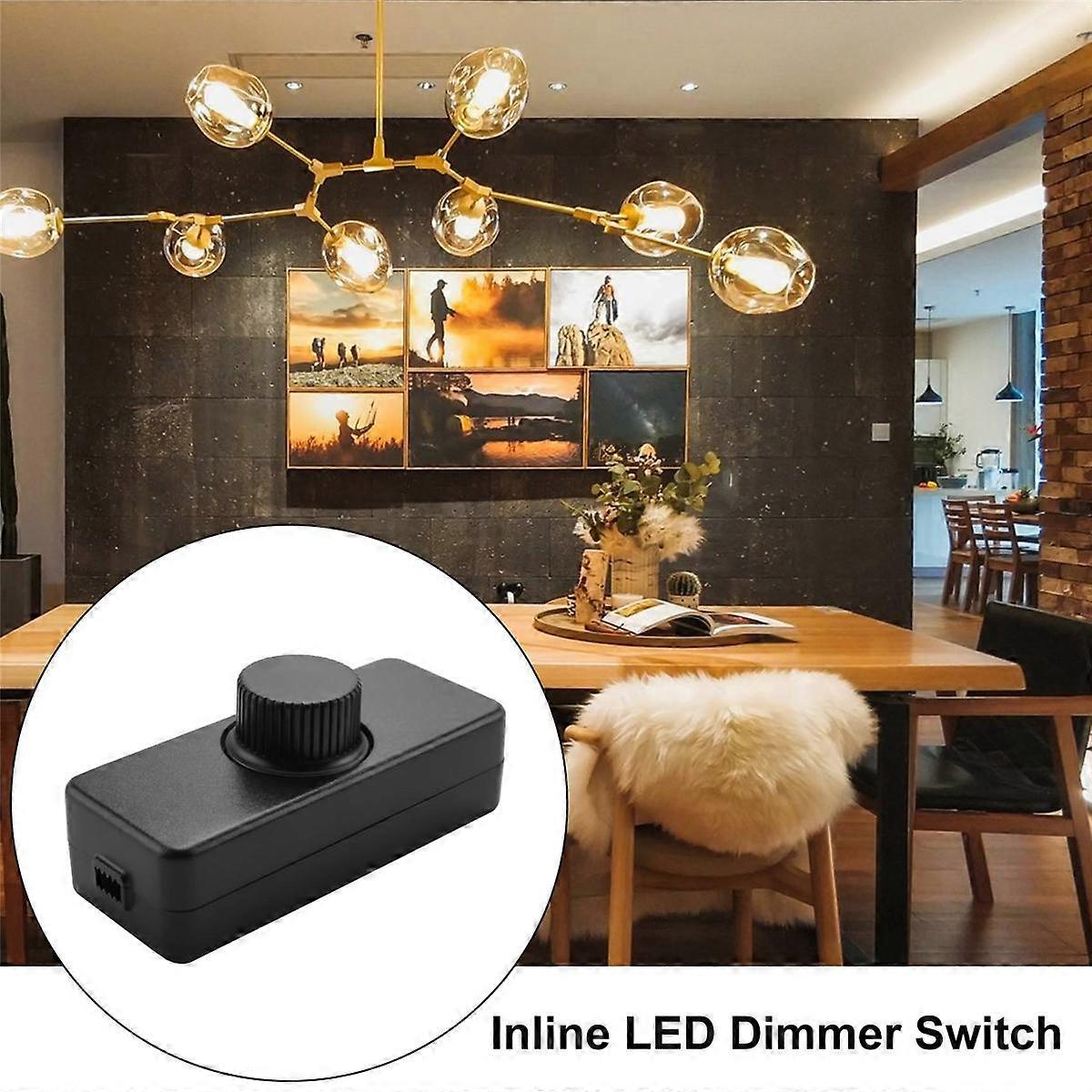 Inline LED Dimmer Switch, Built-in Rotary ON/OFF and Knob Control ...