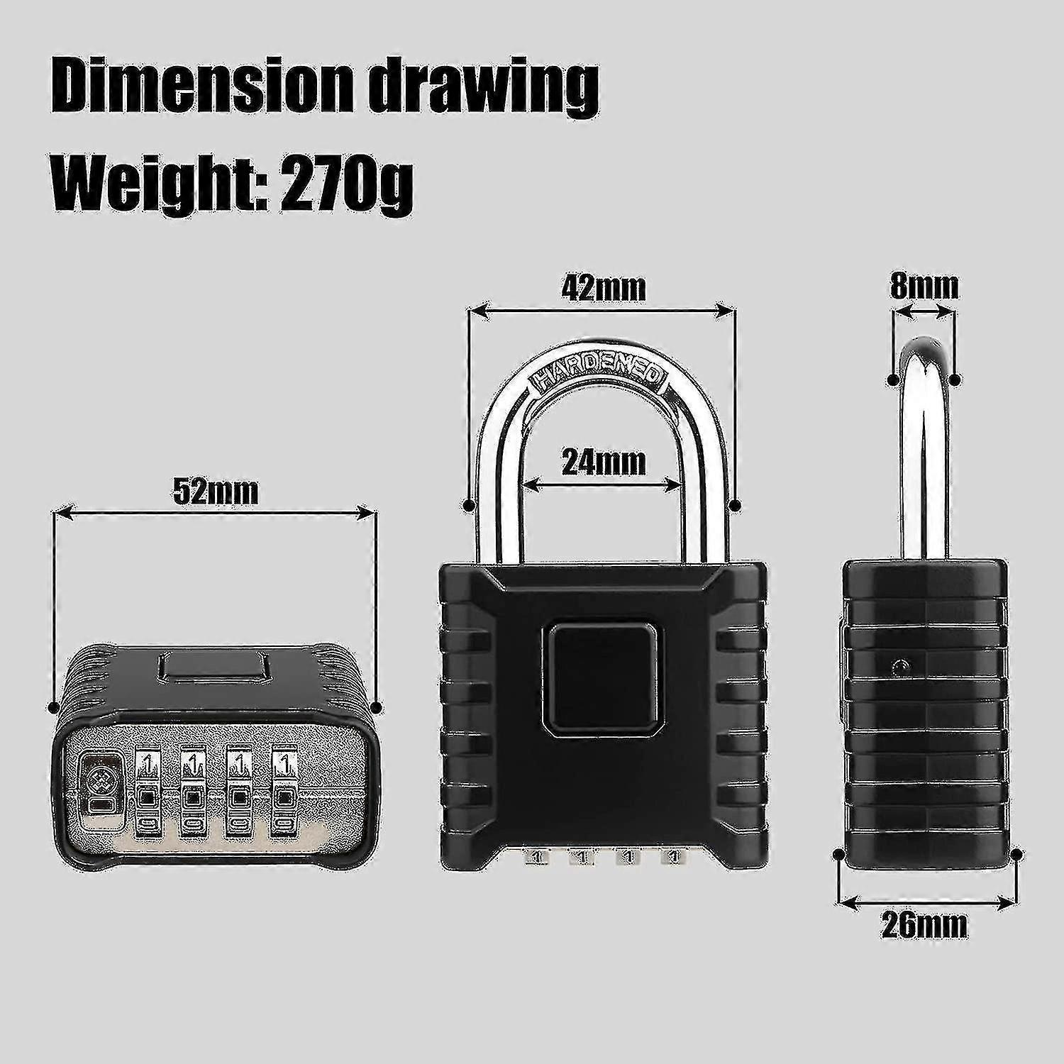 Heavy Duty Combination Padlocks Outdoor, [weatherproof] 53mm Large 4 ...