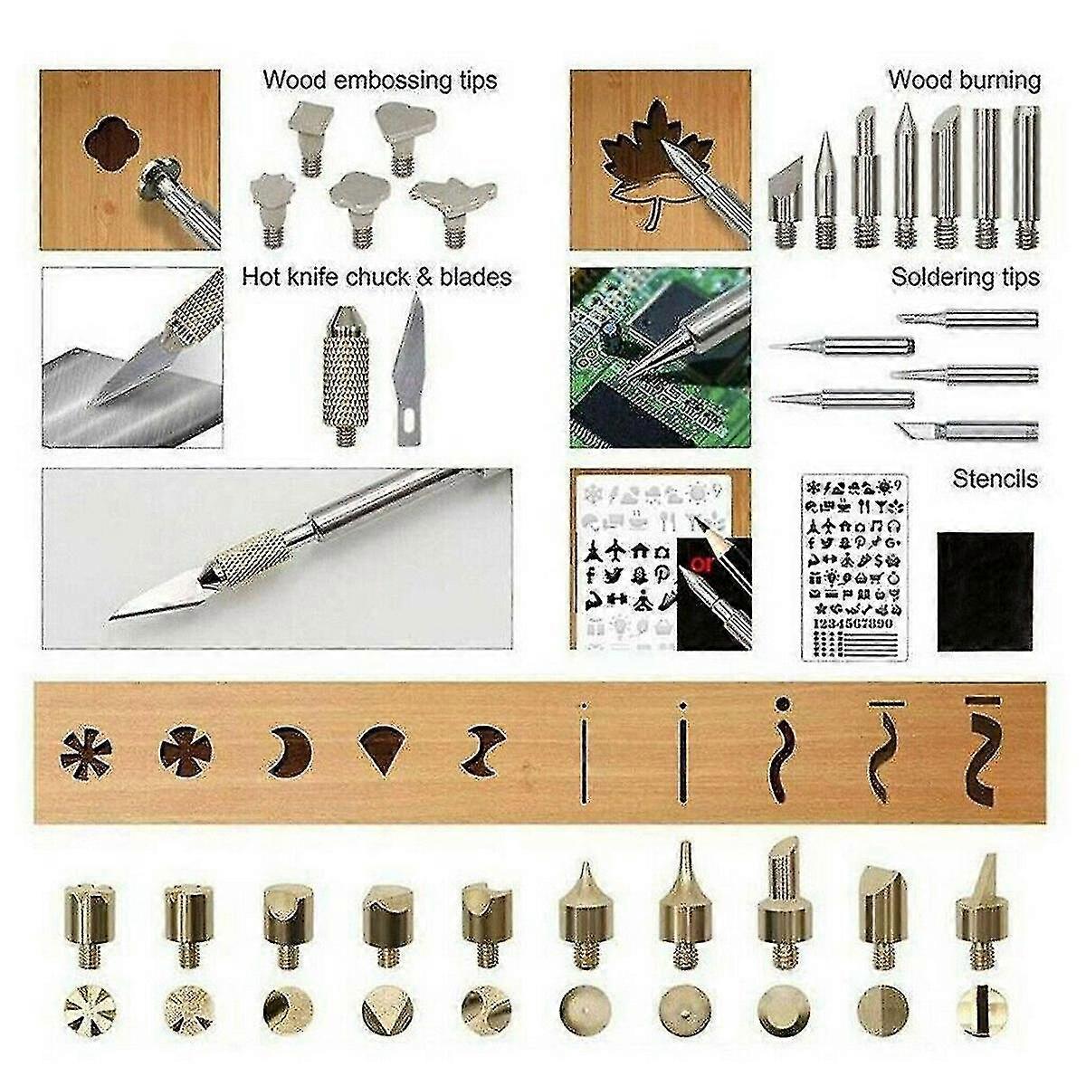 71pcs Wood Burning Pen Soldering Tool Crafts Tool Set Pyrography Kit ...