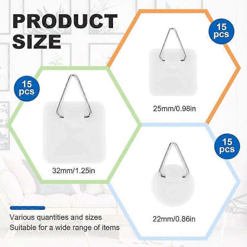 45 Pieces Adhesive Hooks Adhesive Picture Hangers Adhesive Holders ...
