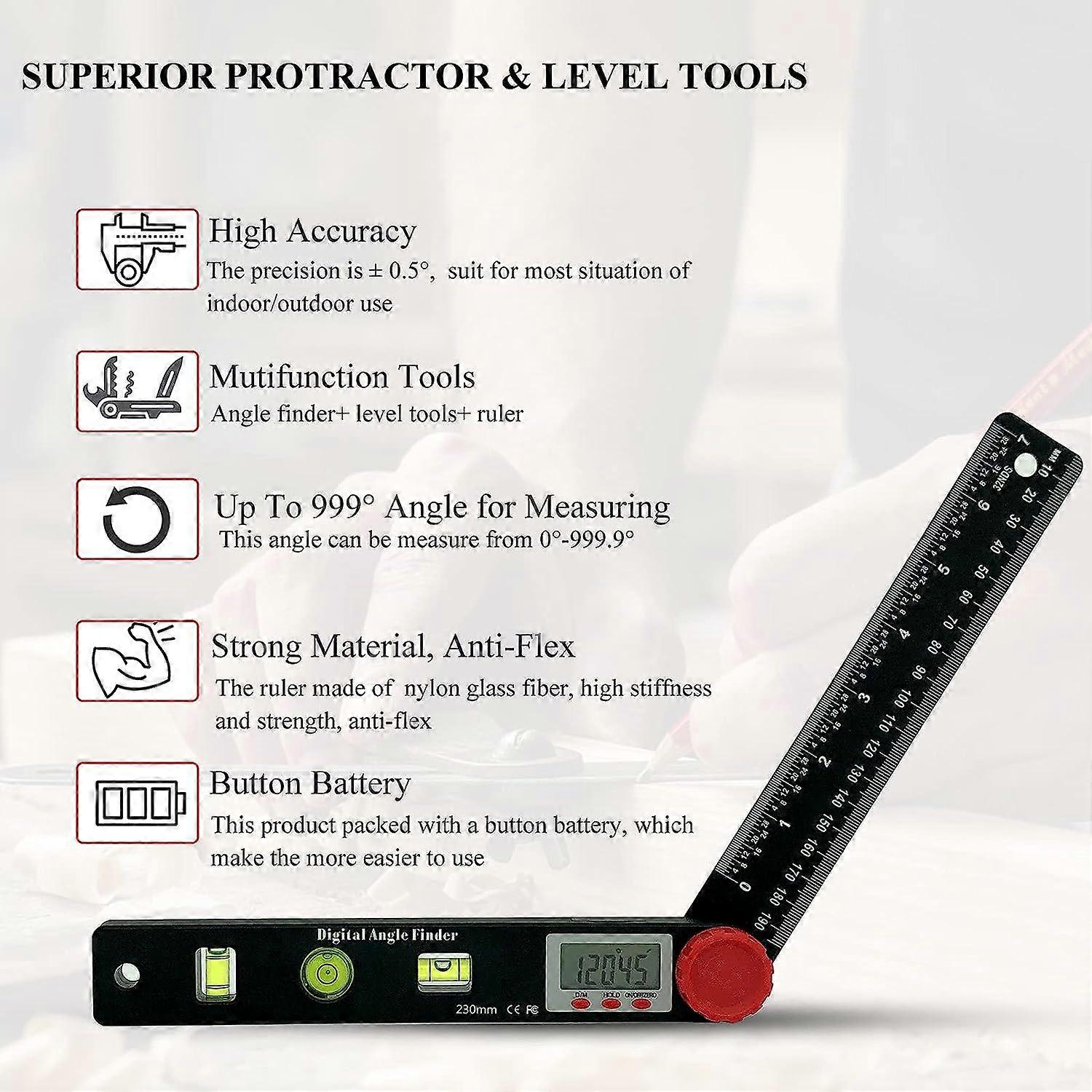 Digital Angle Ruler Protractor Spirit Level Ruler Digital Goniometer ...