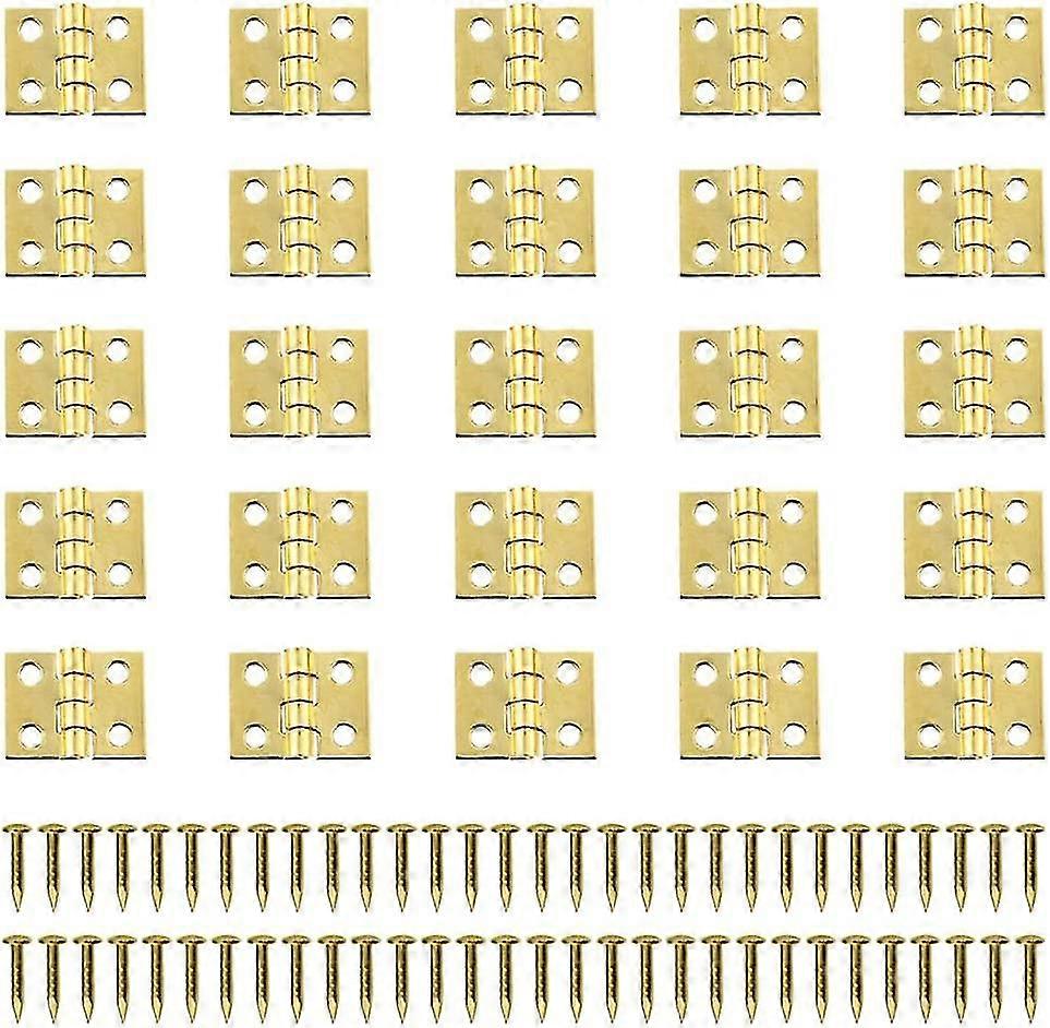 100 Pieces Mini Hinge Retro Hinges Brass Hinge Connectors Small Metal Hinges Miniature Hinge ...