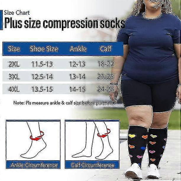 4 Pairs Of Plus Size Compression Socks For Women And Men, Wide Calf 20 ...