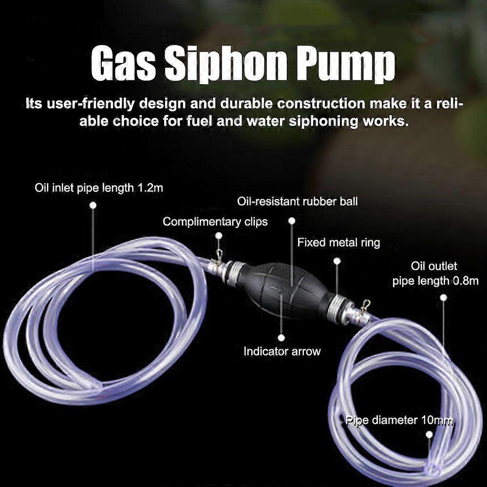 Gas Siphon Pump Hand Fuel Transfer Pump with 6.6 Ft Hose Portable ...
