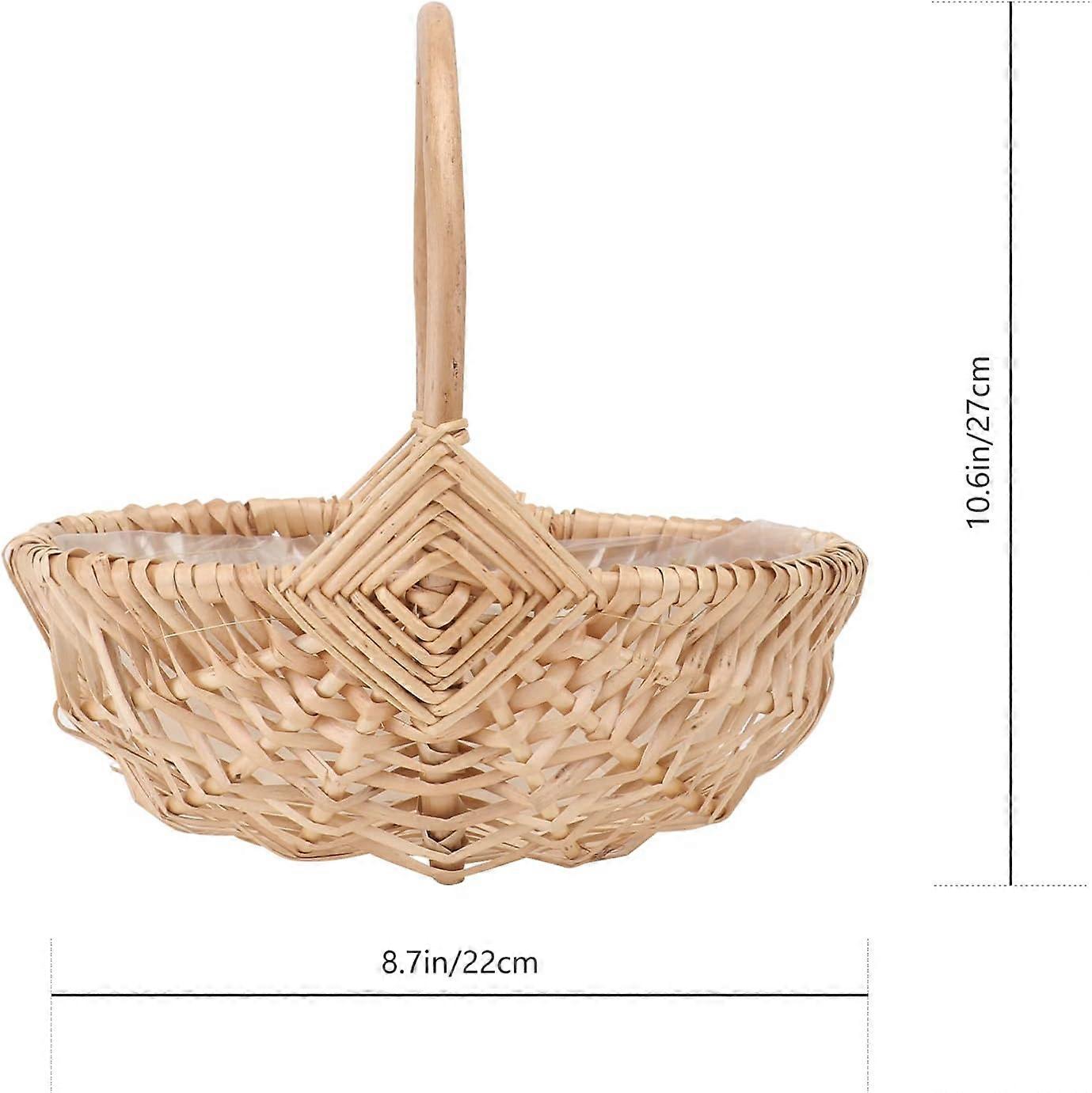Rattan Flower Basket Size Medium Natural Color Rustic Style Picnic ...