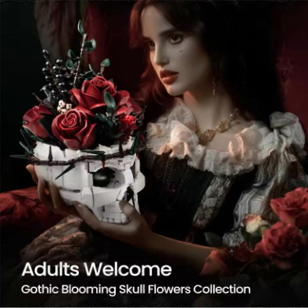 Gothic Skull Rose Bouquet Building Set, Compatible with Lego Flowers ...