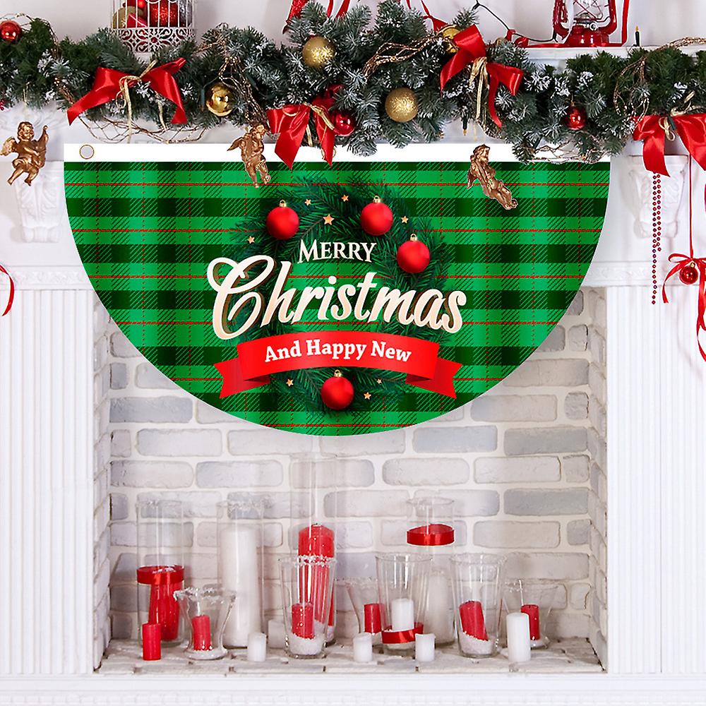Merry Christmas Fan-shaped Flag Banner Home Stair Decoration Outdoor ...