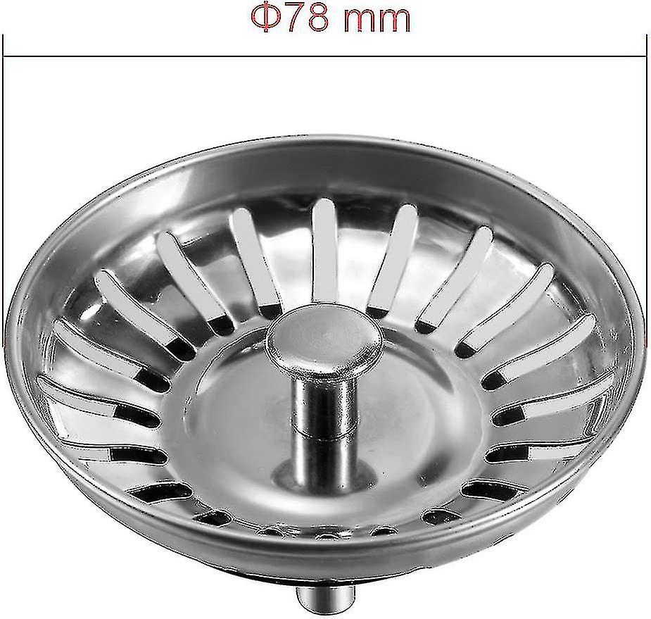 Sink Strainer Plug 80mm - Stainless Steel Basket Strainer Sink Waste ...