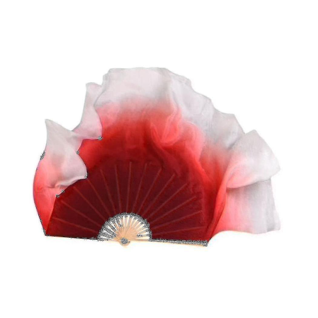 Red Half Circle Double Fan Veils Silk Women Folk Dance Veil 1 Pair 2 ...