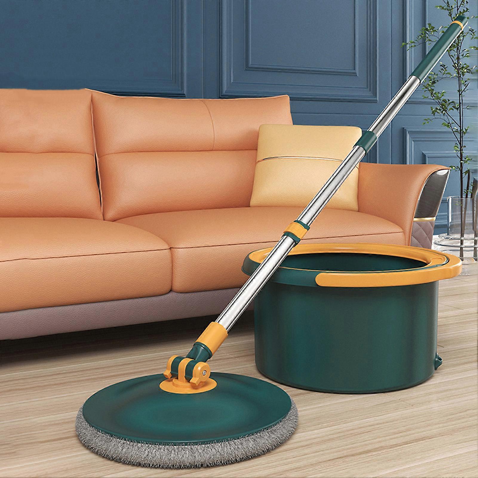 360 Degree Spin Mop Bucket Set with 2 Microfiber Mop Heads Stainless ...