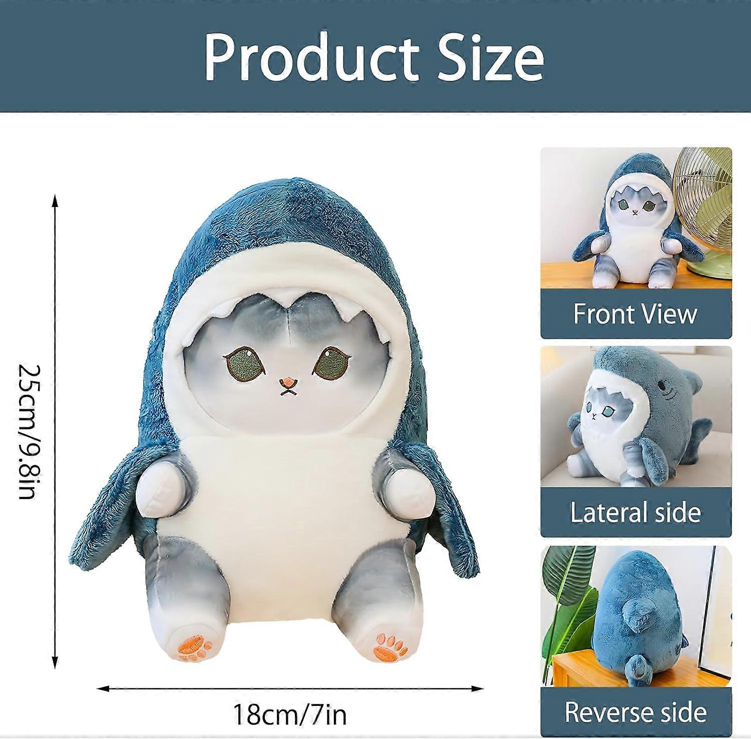 Cute Shark Cat Plush Doll Stuffed Animals 25cm Soft Plush Shark Plush ...