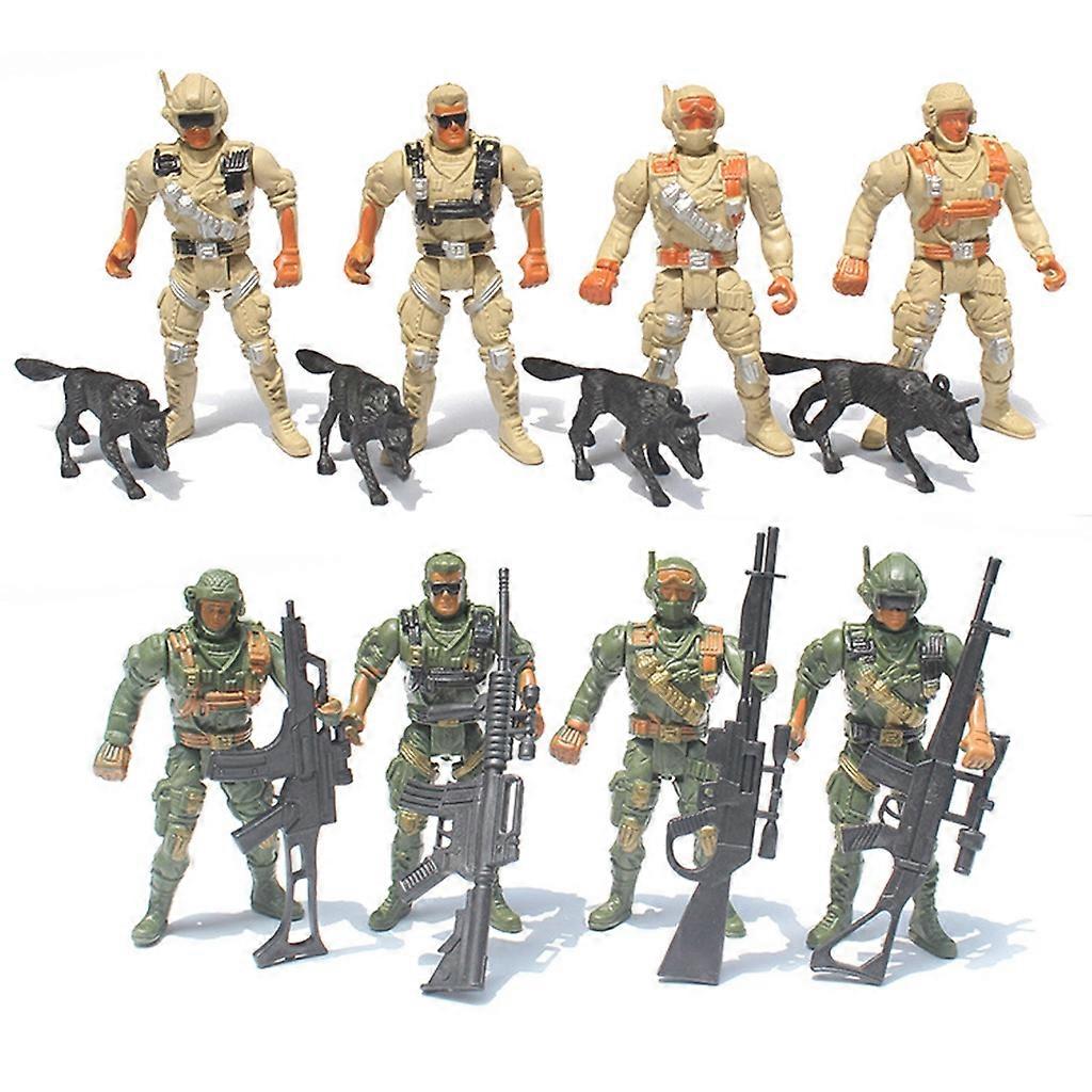 Army Men Toy Soldiers 4in Action Figures 8 Piece Set for Kids Boys ...