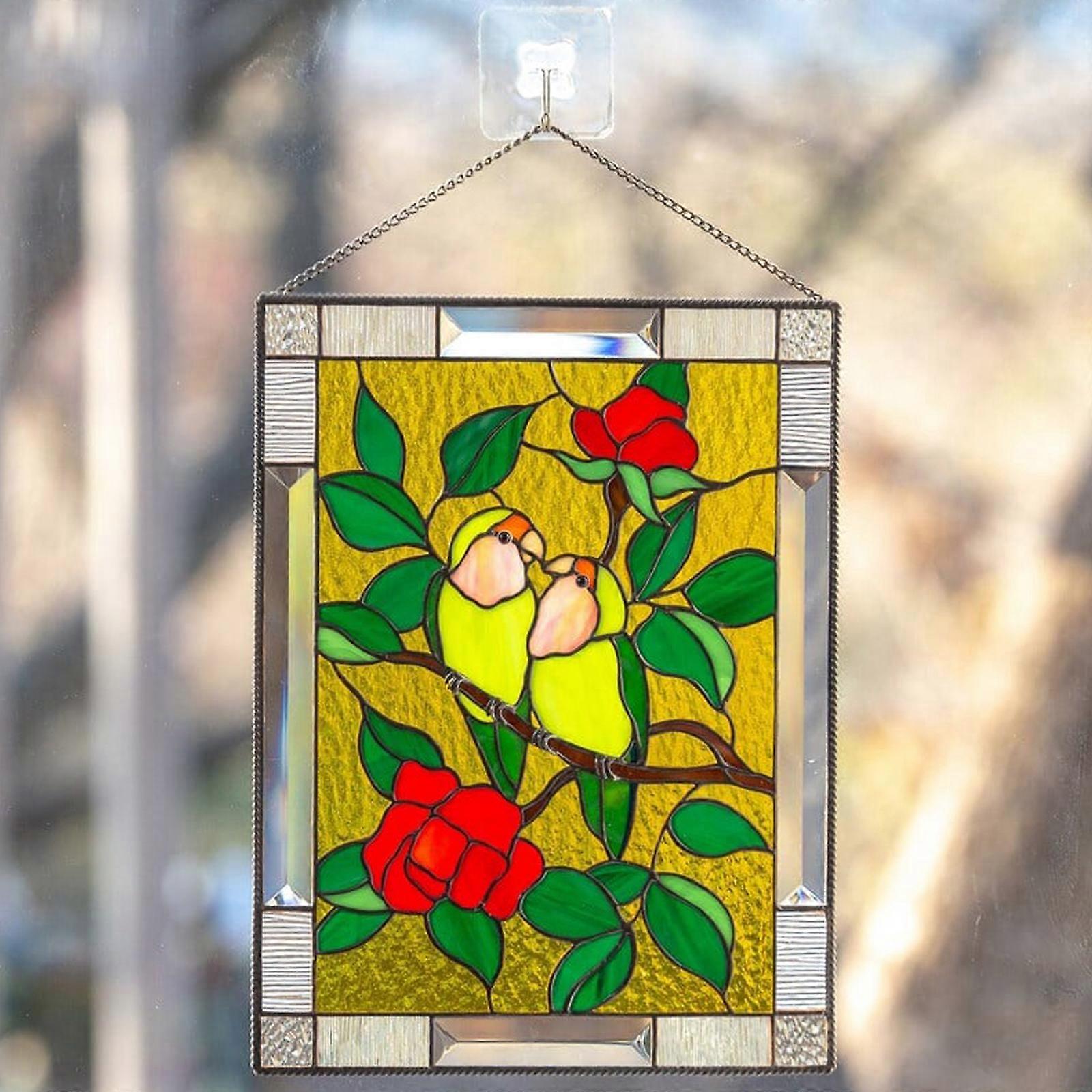 Pattern Stained Glass Rectangle Window Hangings Panel Suncatcher Home ...