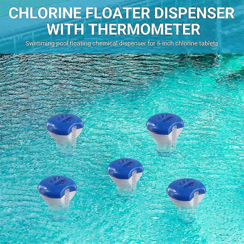 5PCS Swimming Pool Floating Chlorine Tablet Dispenser with Thermometer ...