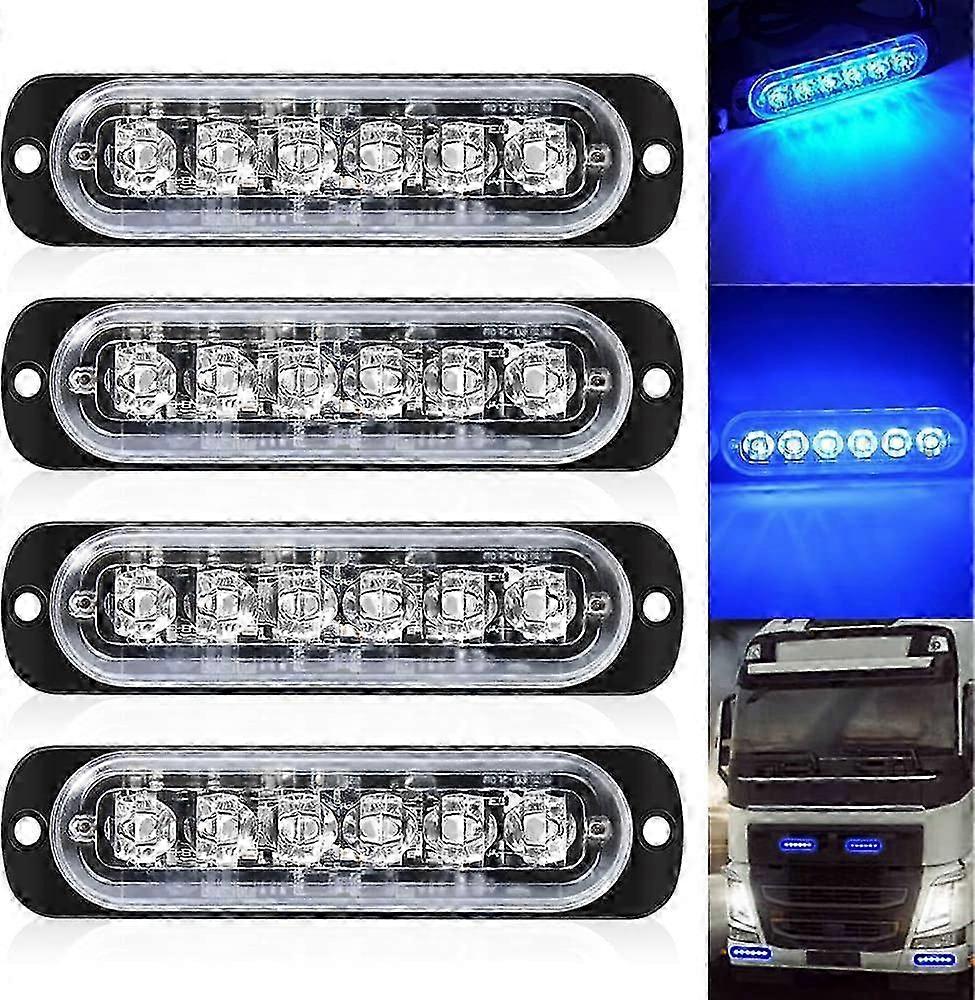 4-Pack Motorization Flashing Light and Accessories - Ultra Slim Blue 6 LED Strobe Light - LED ...