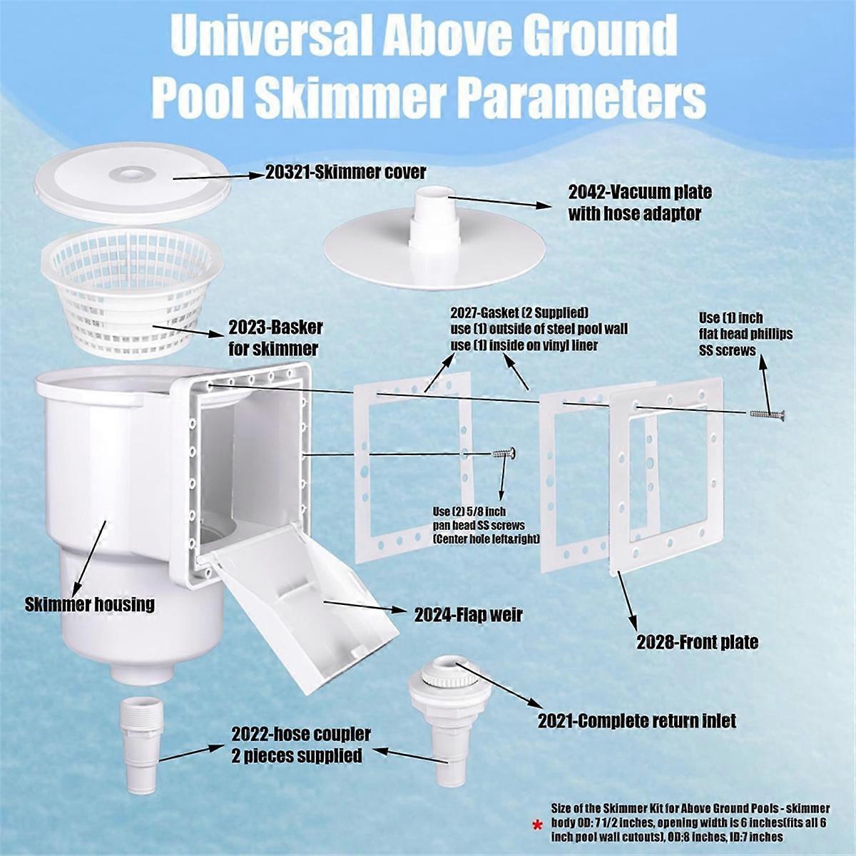 Above Ground Pool Skimmer,Thru-Wall Skimmer with Accessory, Swimming ...