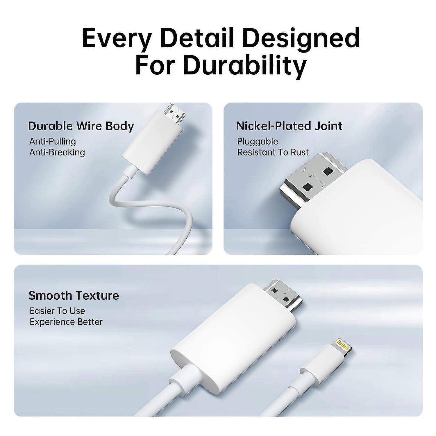 Lightning to HDMI Cable For iPhone/iPad 1080P HD Screen Mirroring ...