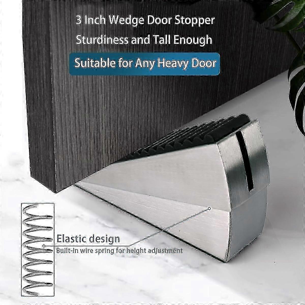 Spring loaded door stopper for bottom of door with adjustable tension ...
