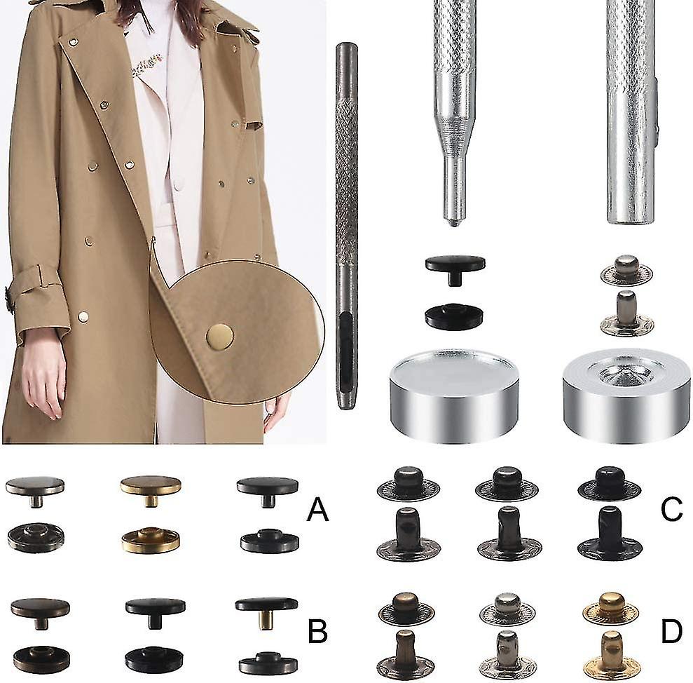 Snap Button Clasps Kit, 120 Set Metal Snaps Button Press Studs With ...