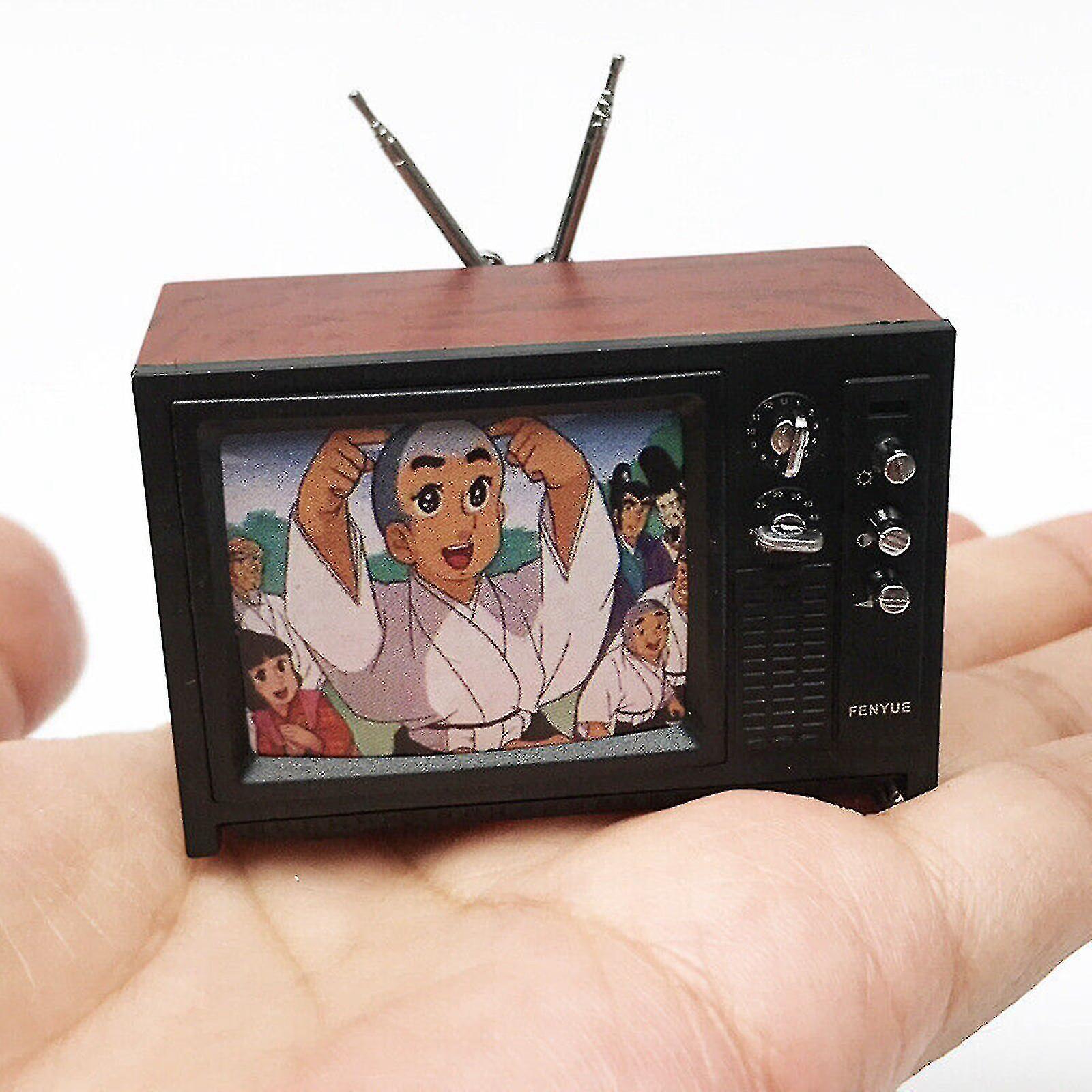 Miniature 1/12 Vintage Tv Mini Television Set Dollhouse Furniture ...