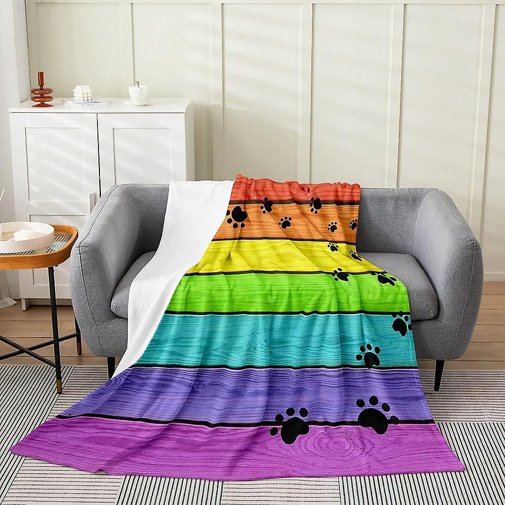 katt hund fotavtryck fleece luddig plysch filt d djur flanell kasta ...