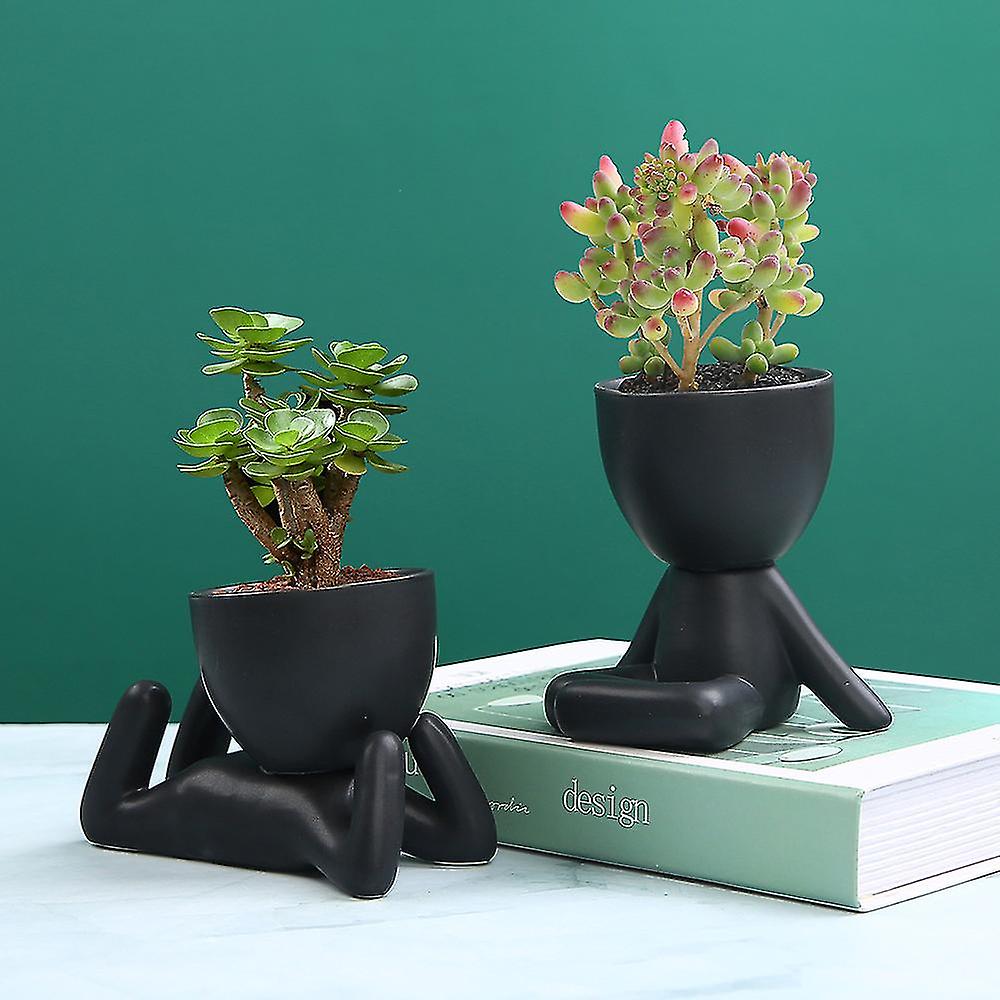 Mini-family Flowerpot Human Being Shape Ceramic Desktop Planter ...