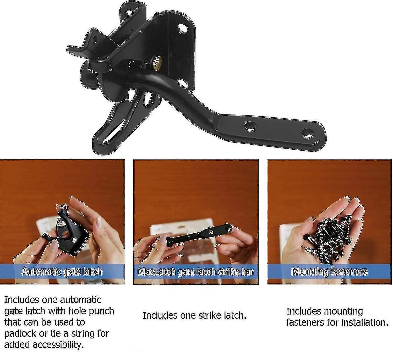 Gate Lock Automatic Locking-metal Bolt Lock-gravity Steel Latch Garden ...