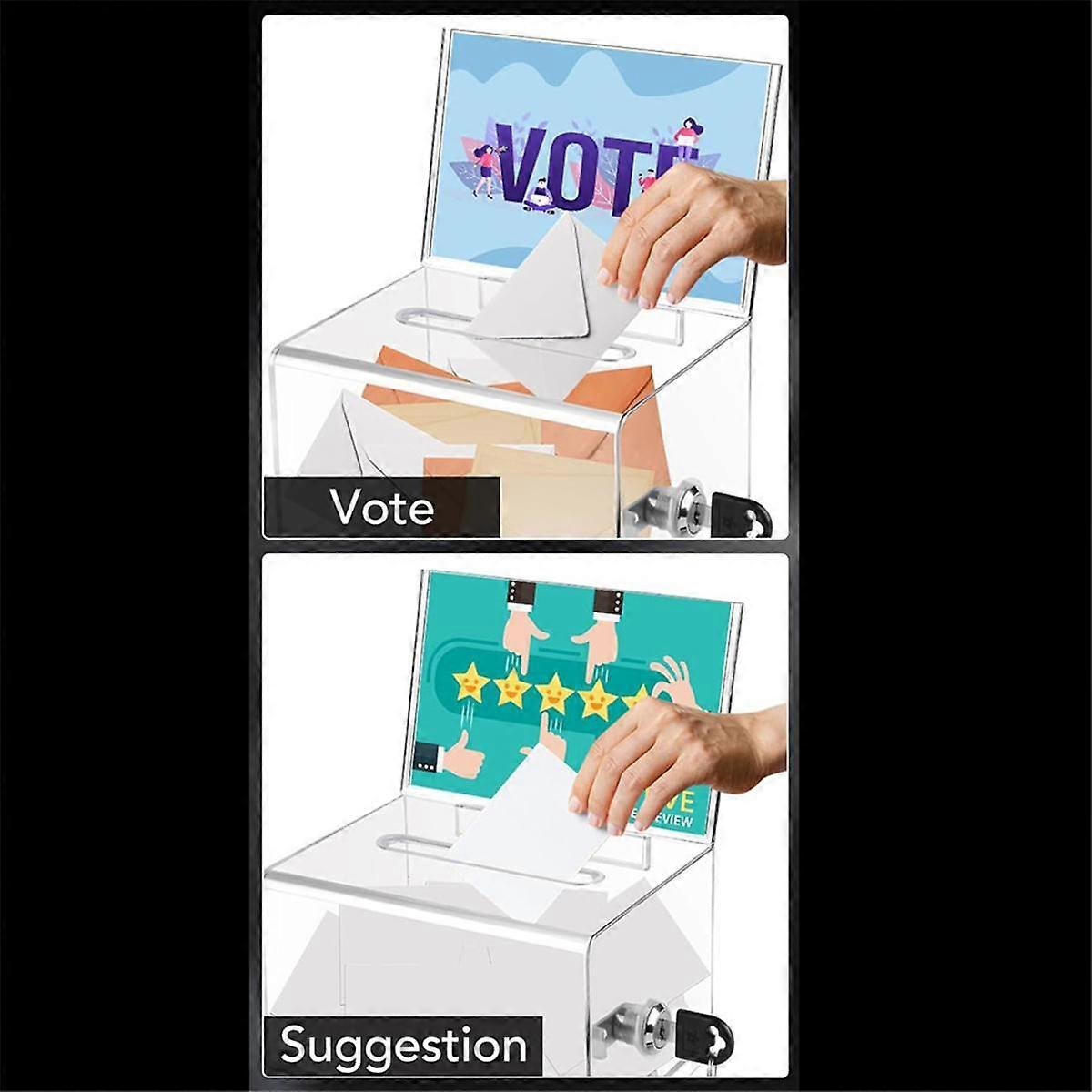 Clear Donation Box with Lock,2 Pack Ballot Box with Sign Holder ...