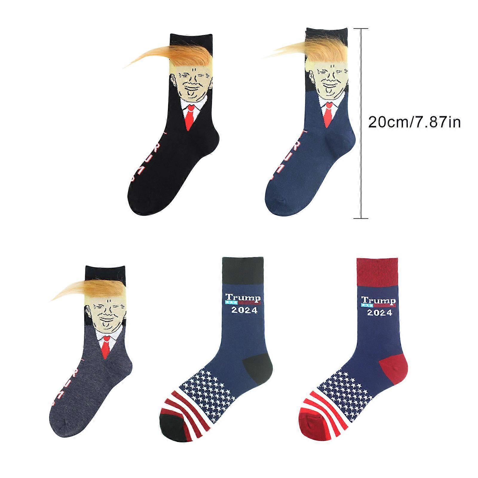 Trump Socks 2024 with Hair Novelty Trump Gag Gift Socks for Men ...