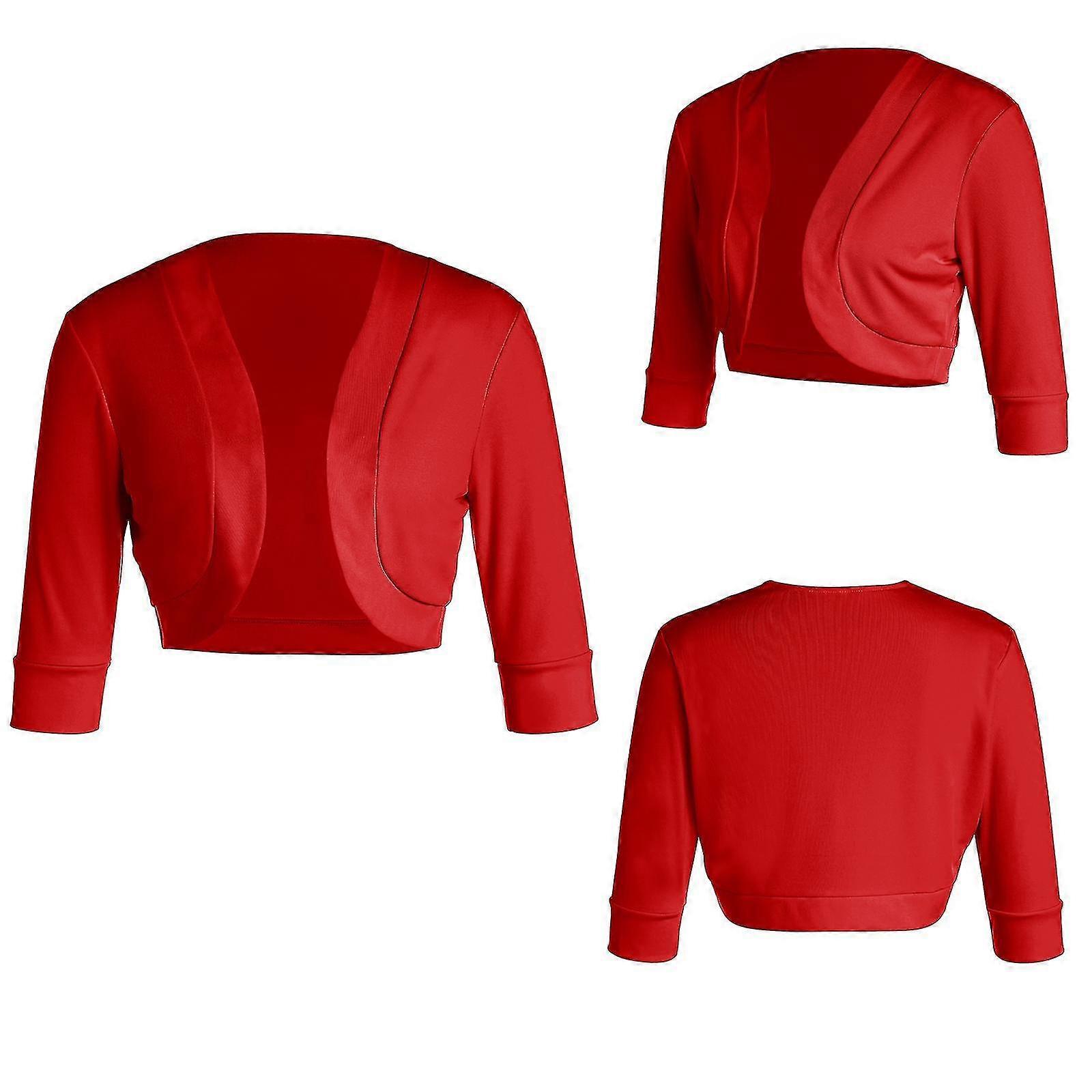 Women's 3/4 Sleeve Cardigan Classic Open Front Short Shrug Bolero ...