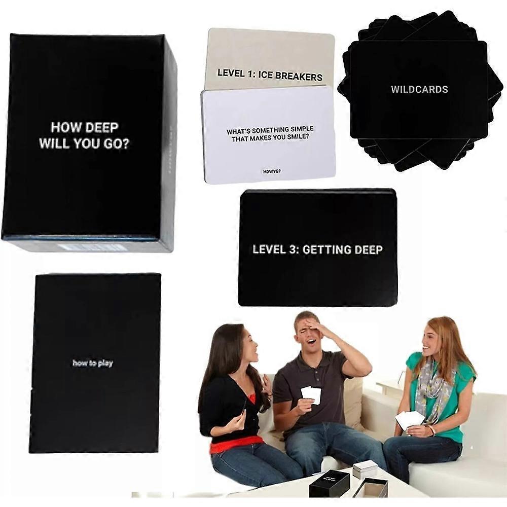 How Deep Will You Go? Questions Card Game, Deep Conversation Cards Game ...