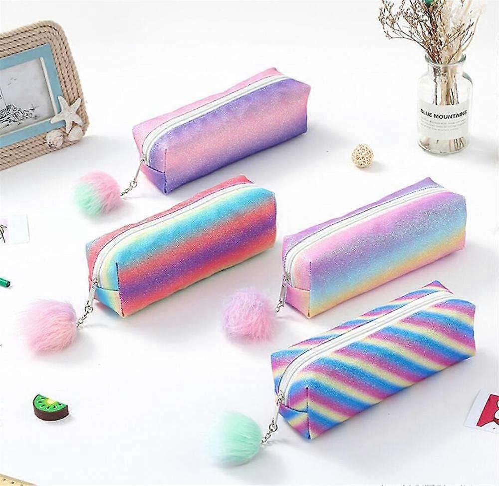 Rainbow Pencil Case Large Capacity Glitter Pencil Case Desk Organizer ...