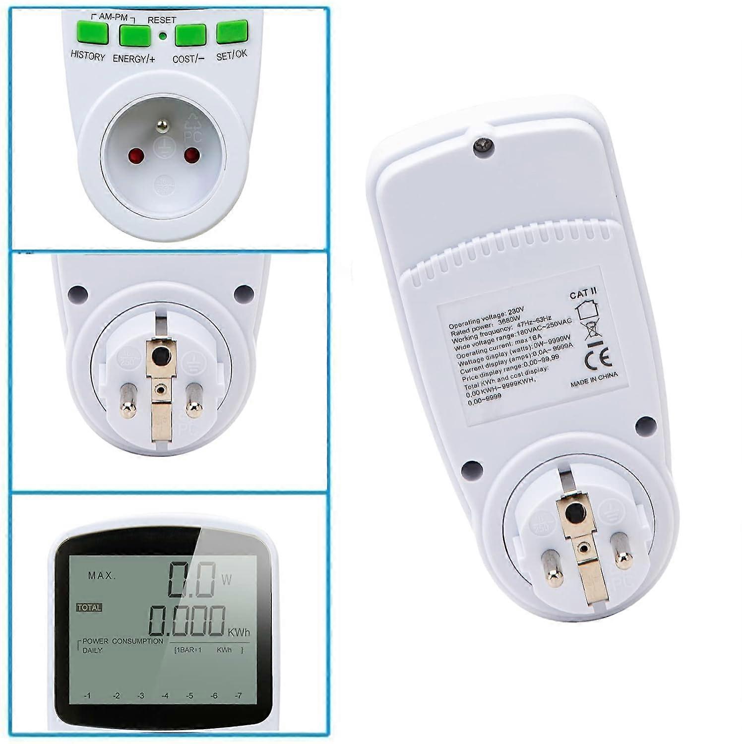 1 Pcs Dual Tariff Wattmeter Power Consumption MeterSocket Energy Meter ...