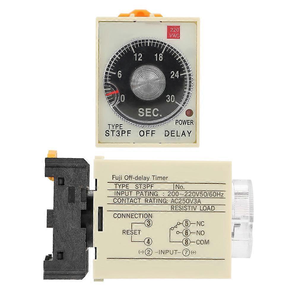 0-30s Power Off Delay Timer Relay Knob Control Time Relay with Base AC ...