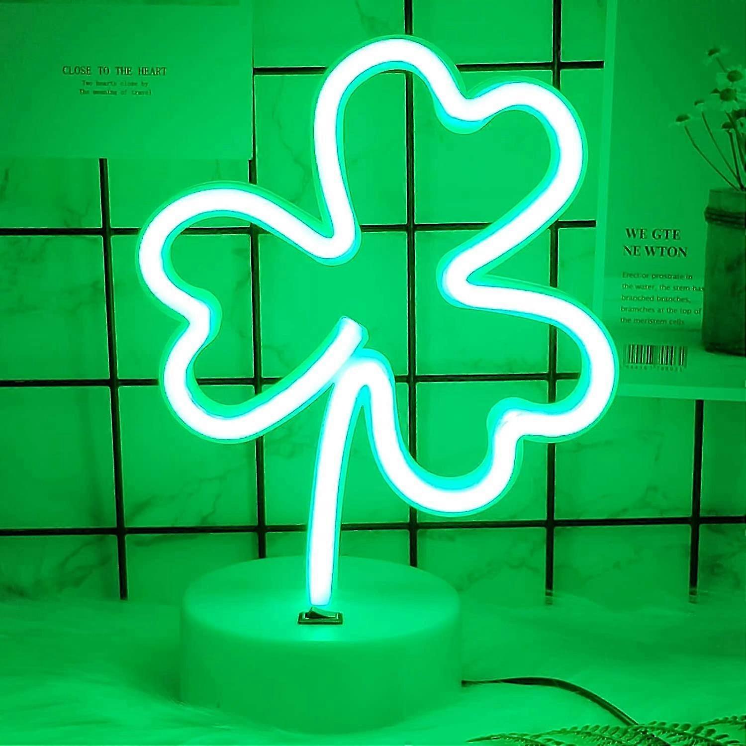 Clover Neon Signs Neon Light, Cute Green Night Light Neon Light Clover ...