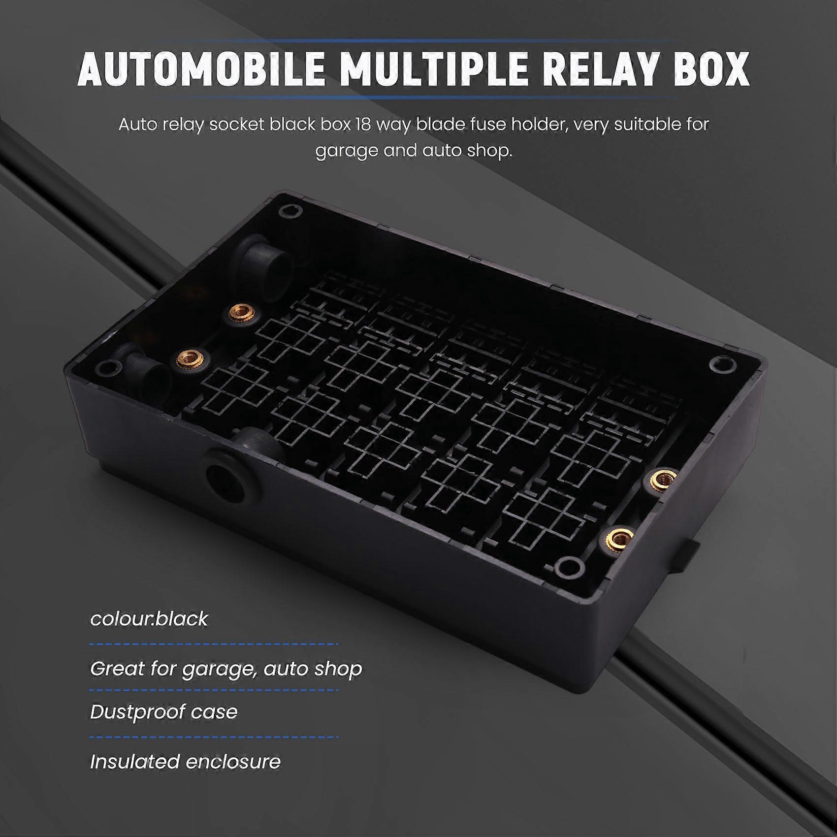 Car Relay Socket Black Box 18 Way Blade Fuse Holder for Automotive ...