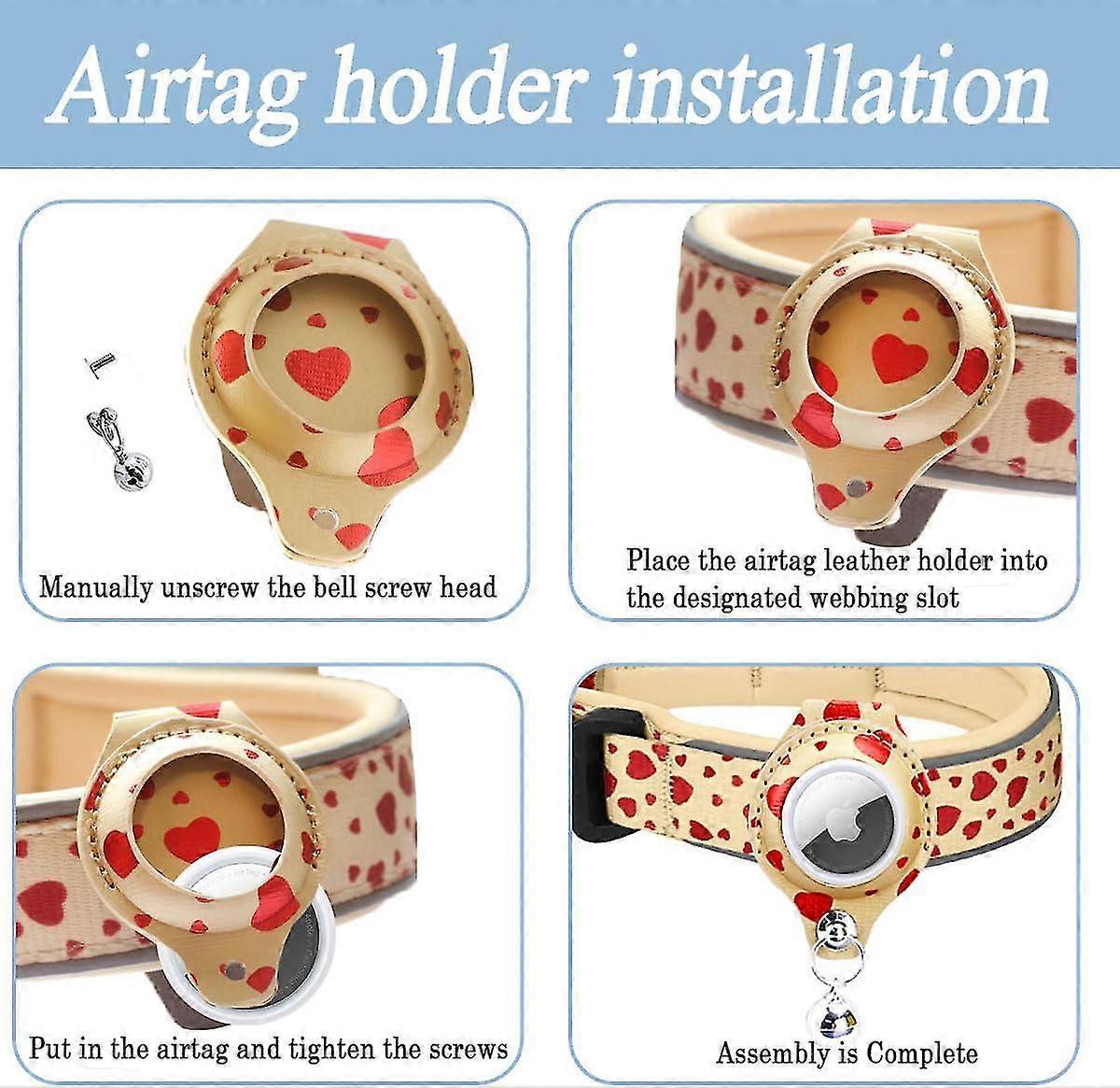 För Airtag hundhalsband, justerbart hundhalsband med Air Tag-hållare Reflekterande mjuk nylon ...
