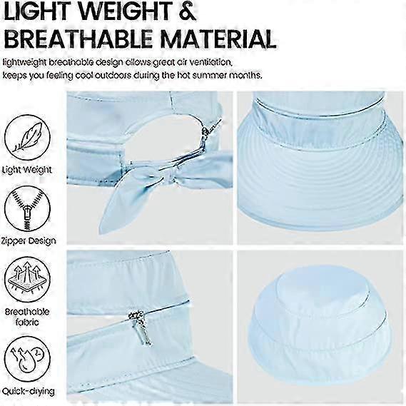 Hats for Women UPF 50+ UV Sun Protective Convertible Beach Visor Hat ...