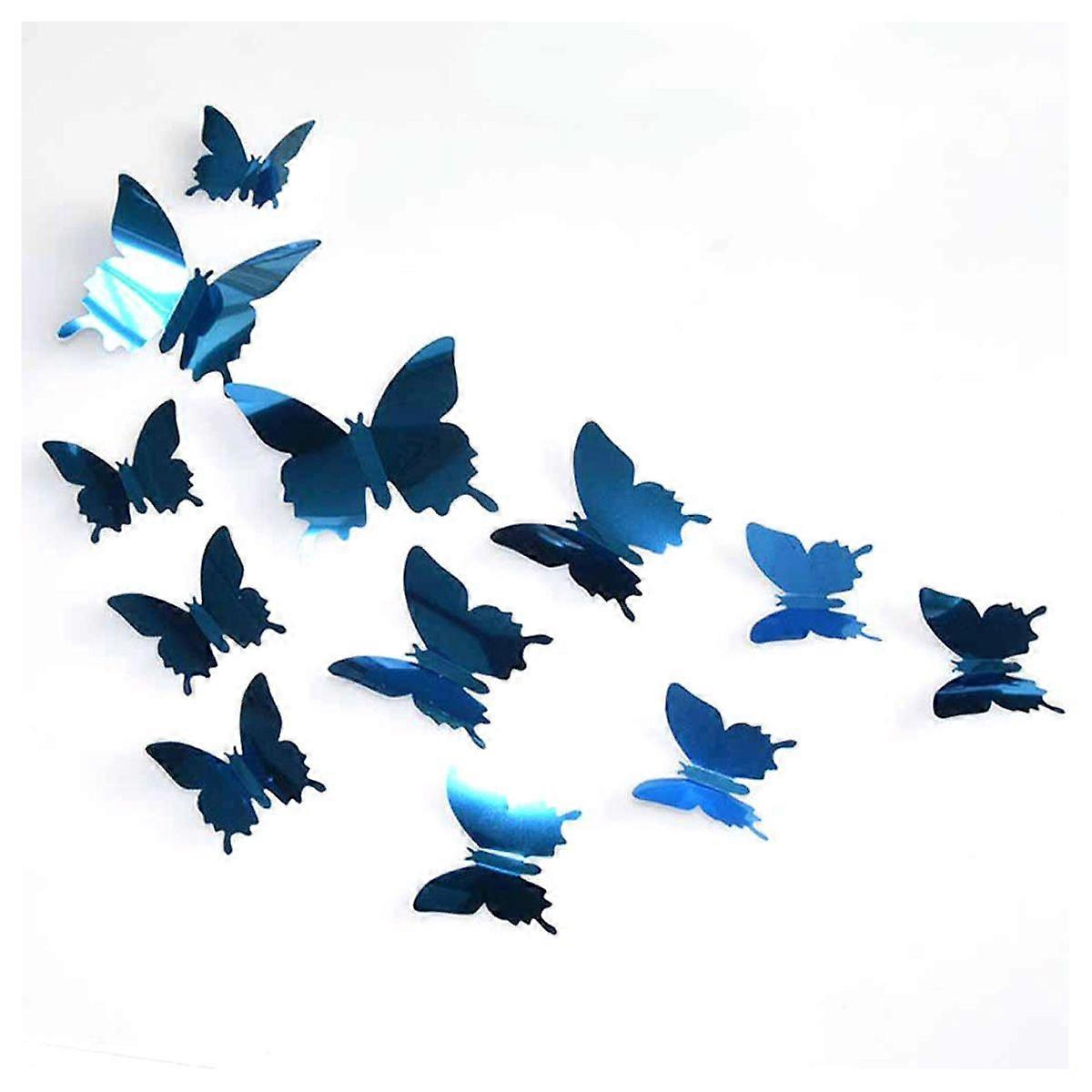 12PCS 3D Butterfly Mirror Wall Decal Sticker for Living Room Home Art ...