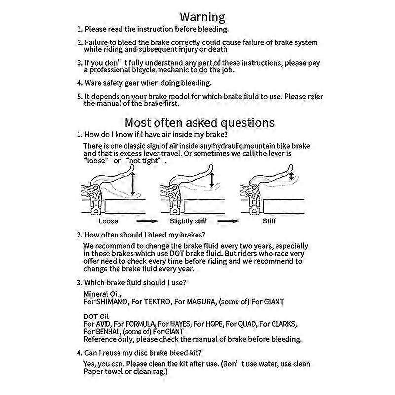 Bicycle Hydraulic Brake Bleed Kit Oil Bleed Kit for AVID and SRAM S4 ...