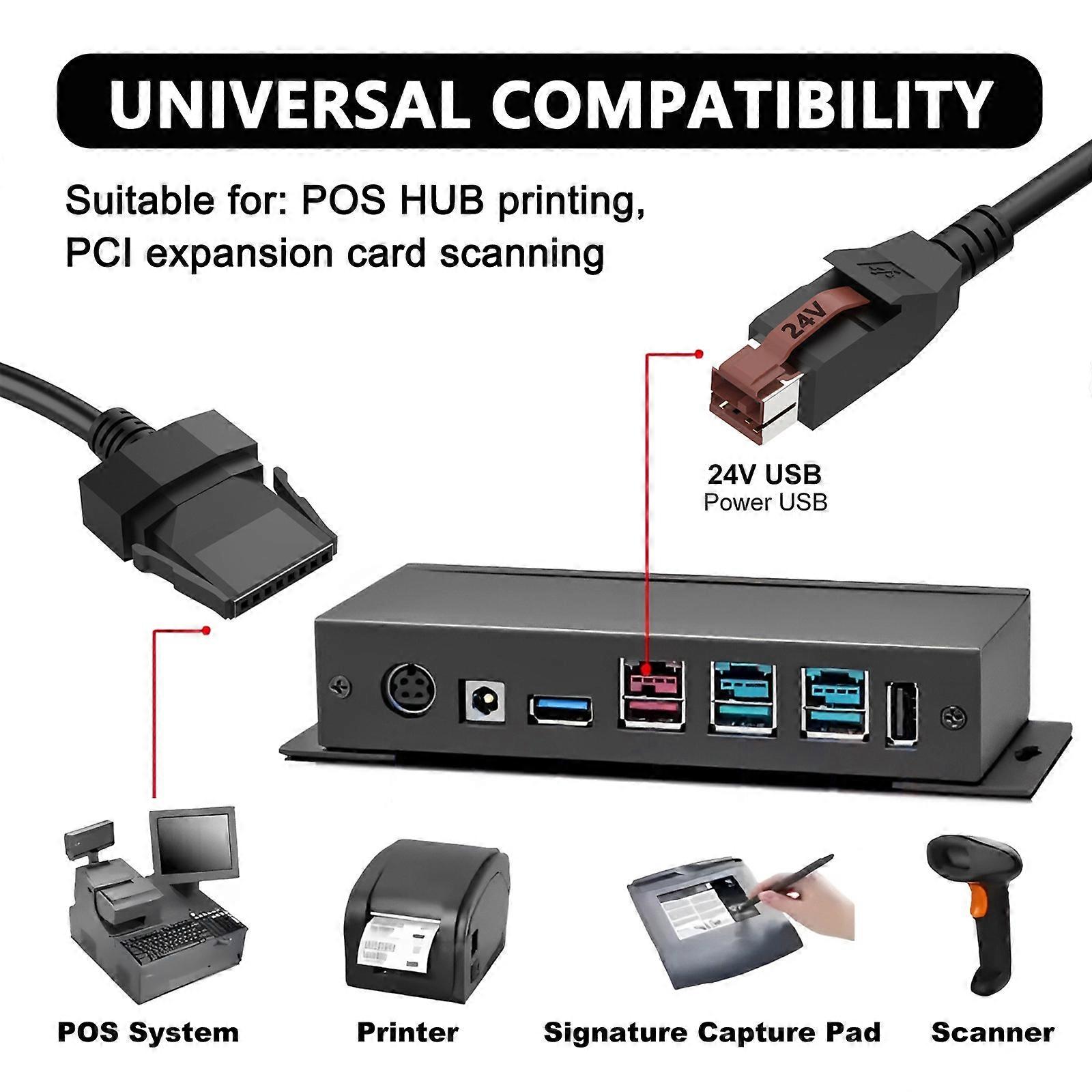 24V Powered USB Male 8Pin Retail Power Data Cable For Printer POS ...
