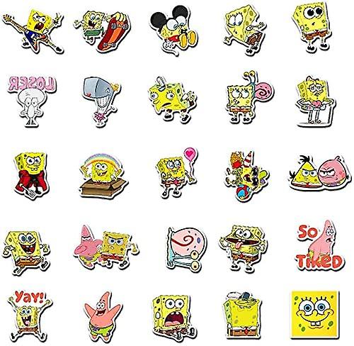 50pcs Cartoon Sponge Stickers Spongebob Decals For Teen Kid Adult ...