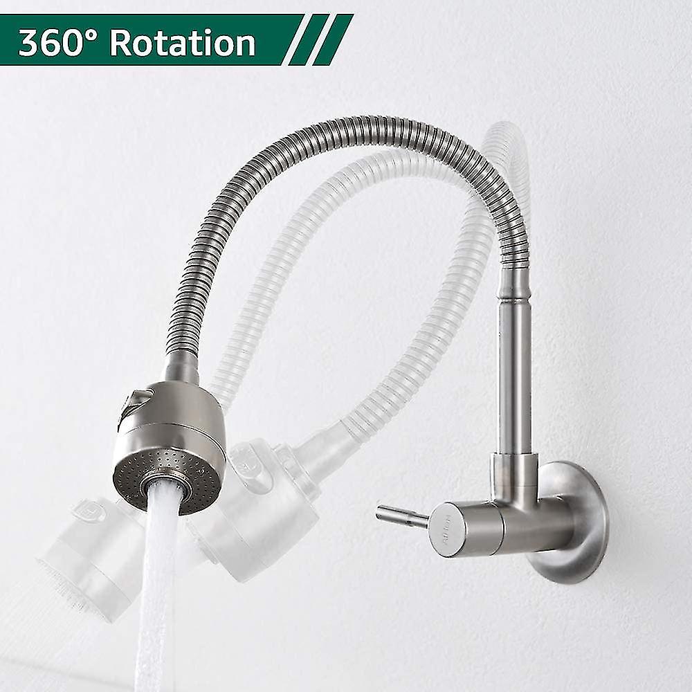 Wall-mounted Kitchen Faucet 360 Rotatable With Functions Kitchen Sink ...