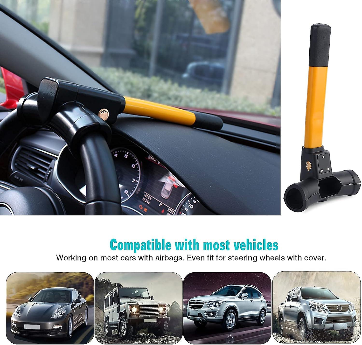 Retractable Car Steering Wheel Lock, Heavy Duty T-Bar, Universal ...