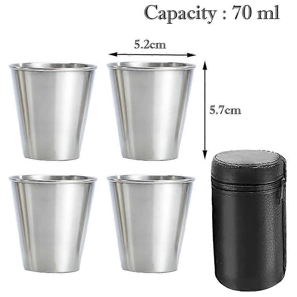 Stainless Steel Shot Cups, Set Of 4 Cups, Metal Shot Glasses, Stackable ...