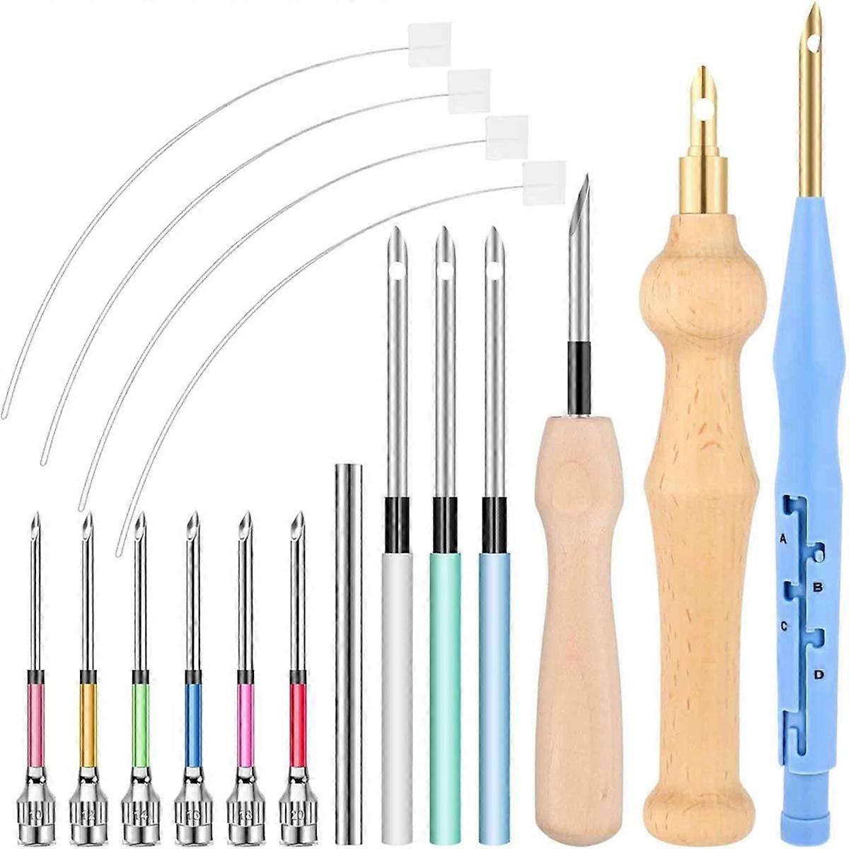 18 Pieces Punch Needle Set Adjustable Punch Needle Tool Punch Needle ...
