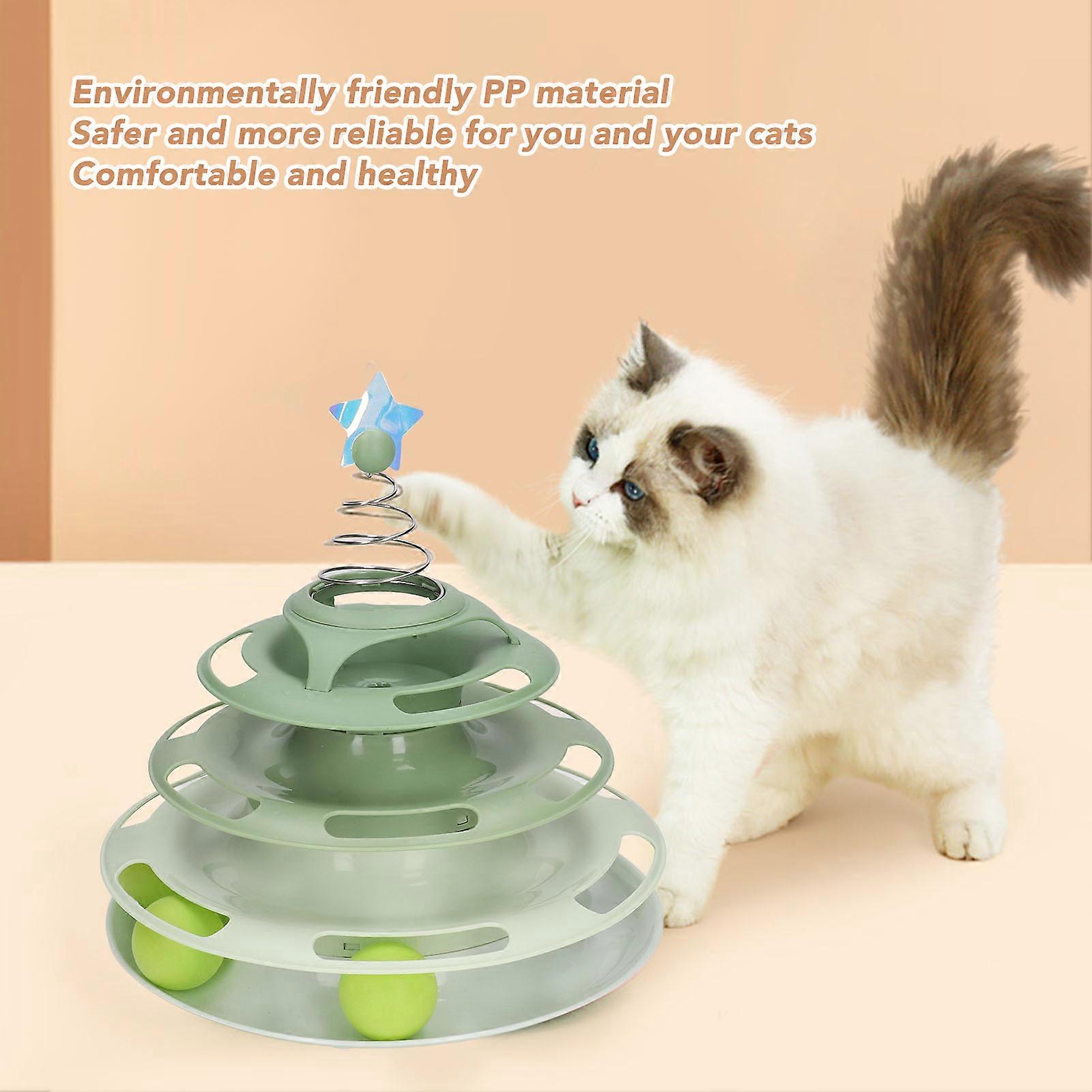 Cat Turntable Toy Relieve Boredom Interactive 4 Level Turntable Cat Toy ...