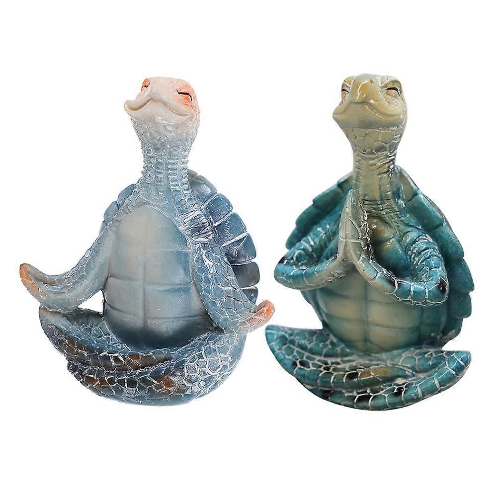 2pcs Cartoon Turtle Craft Yoga Turtle Figurine Exquisite Turtle Resin ...